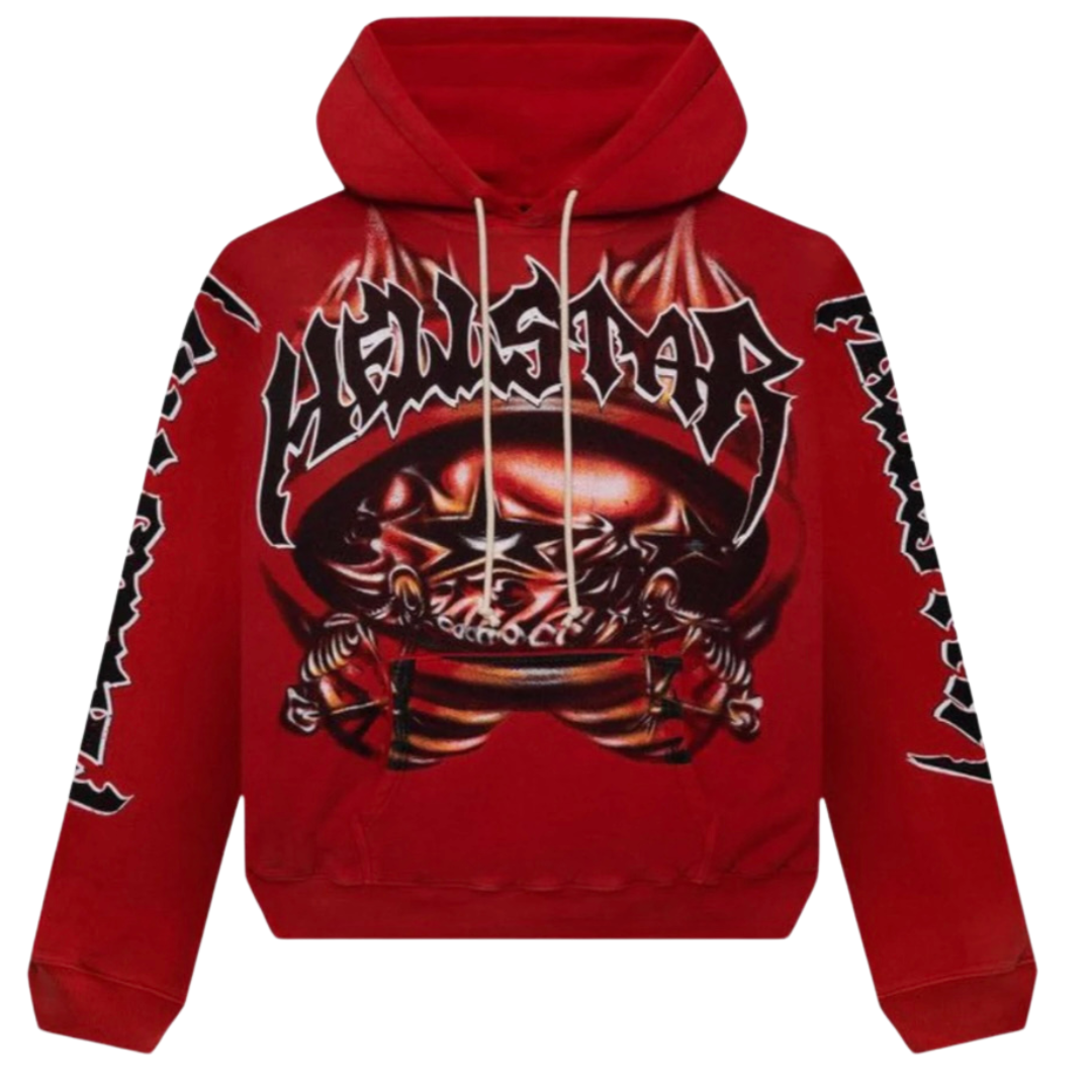 HELLSTAR- Hellstar Halloween Skeleton Airbushed Hoodie Red – Puro Hype